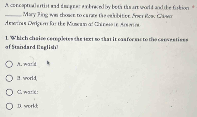 Solved: A conceptual artist and designer embraced by both the art world ...