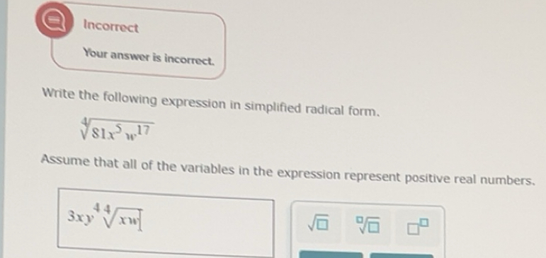 Solved: Incorrect Your answer is incorrect. Write the following ...