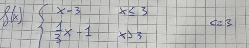 Risolto:f(x) beginarrayl x-3x≤slant 3 1/3 x-1x>3endarray. C=3