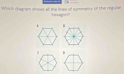 Solved: Bookwork cade: 4C Which diagram shows all the lines of symmetry ...