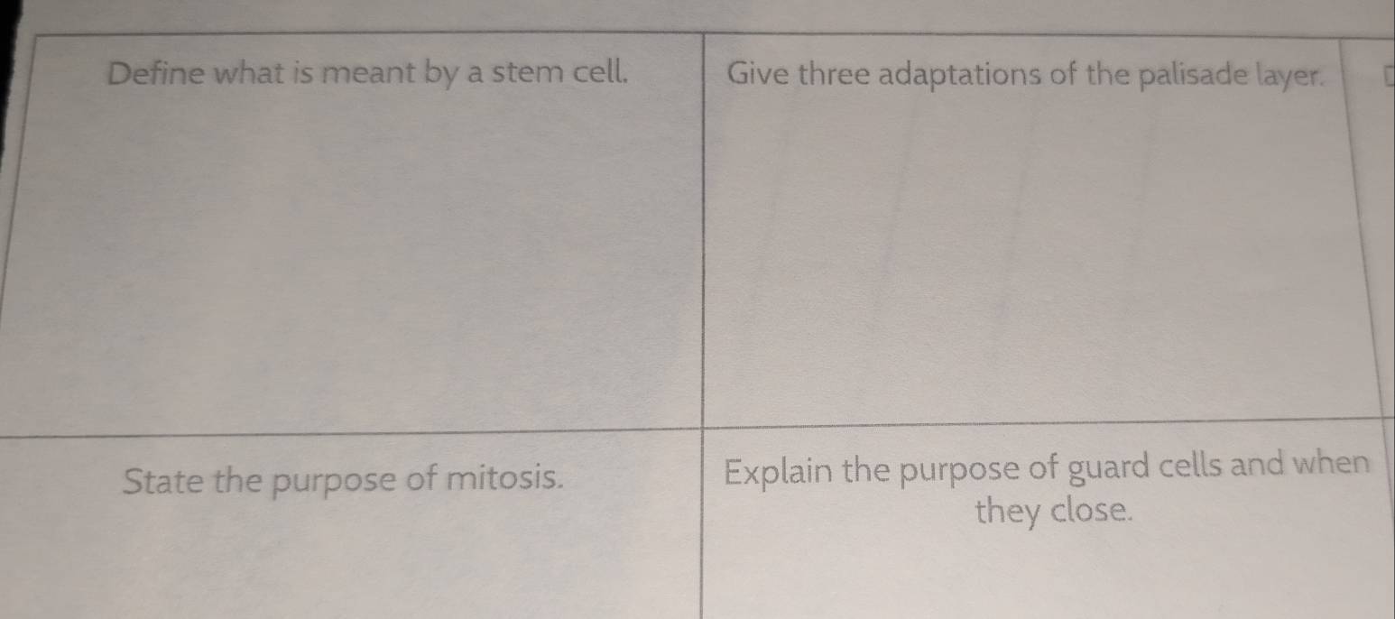 Solved: Define what is meant by a stem cell. Give three adaptations of ...