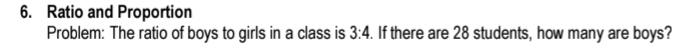 Solved: Ratio and Proportion Problem: The ratio of boys to girls in a ...