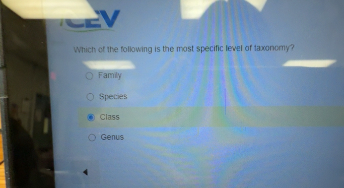 Gelöst:CEV Which of the following is the most specific level of ...