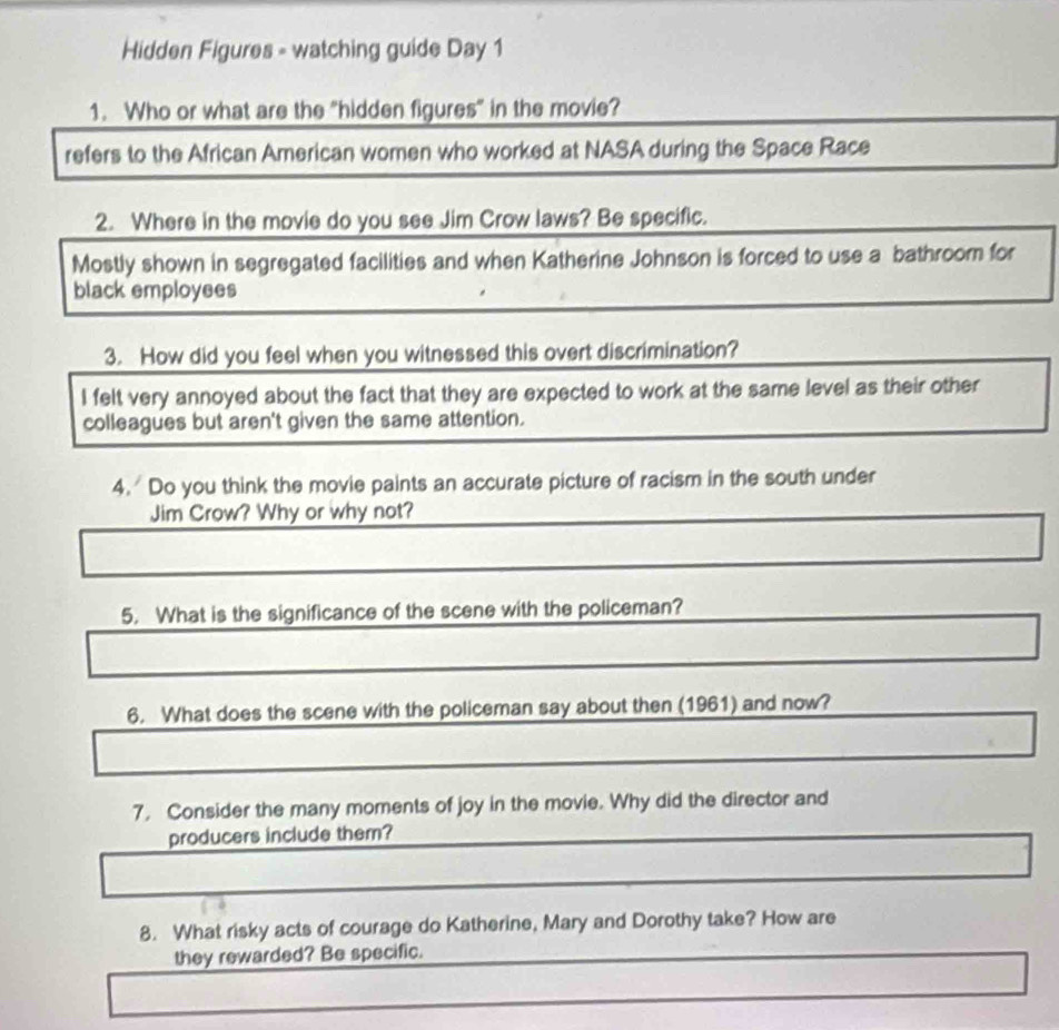 Solved: Hidden Figures - watching guide Day 1 1. Who or what are the ...
