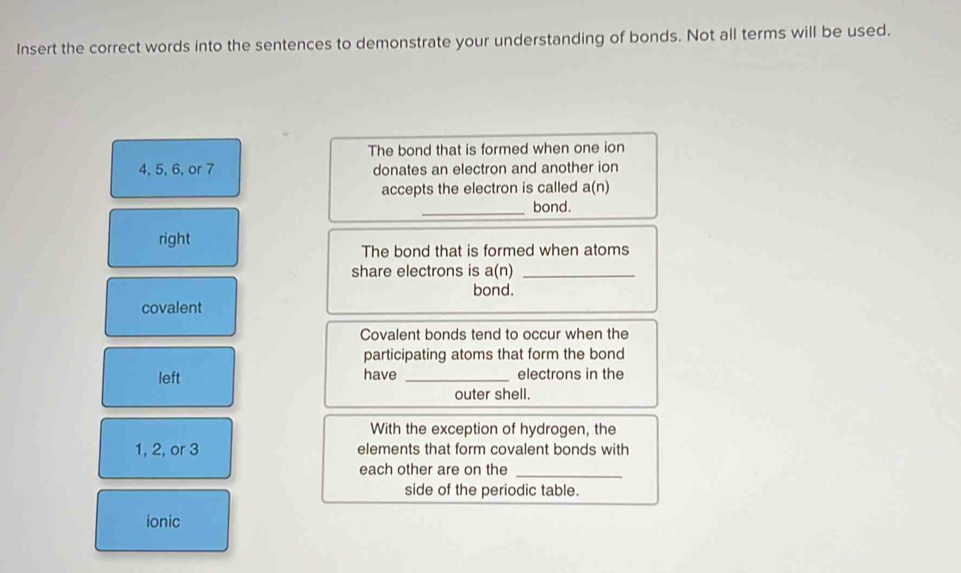 Solved: Insert the correct words into the sentences to demonstrate your ...