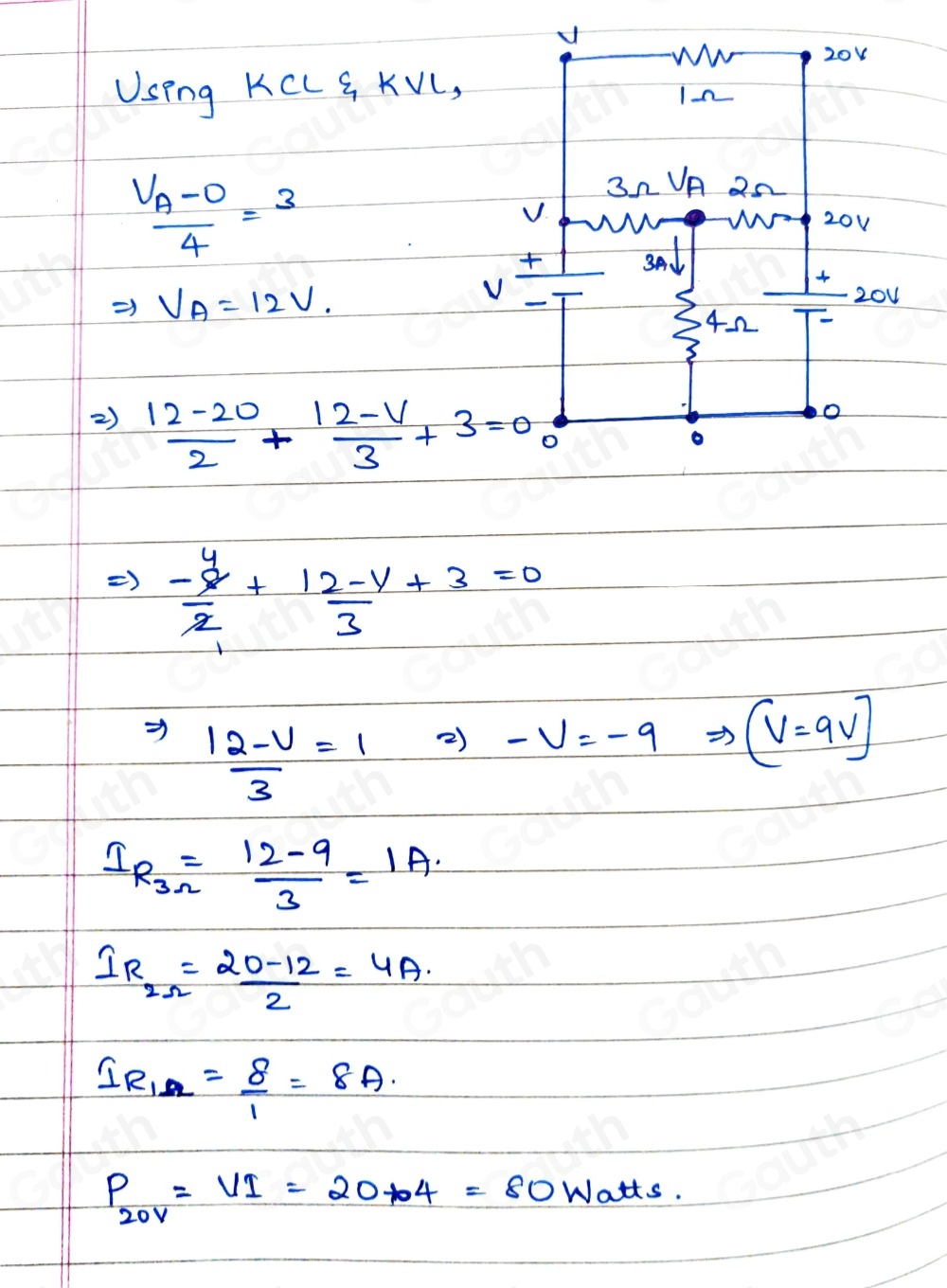 Solved: Q#3. Given the circuit below with 3 A of current running ...