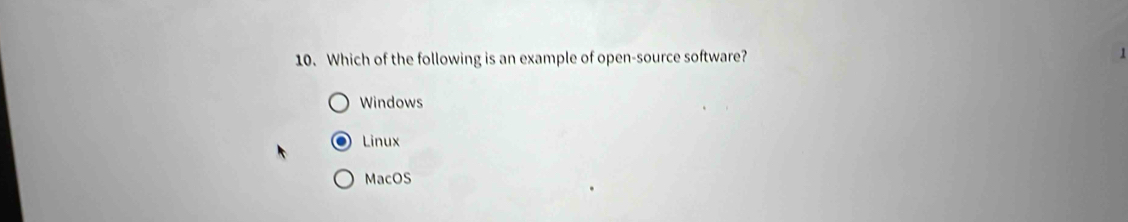 Solved: Which of the following is an example of open-source software? 1 ...