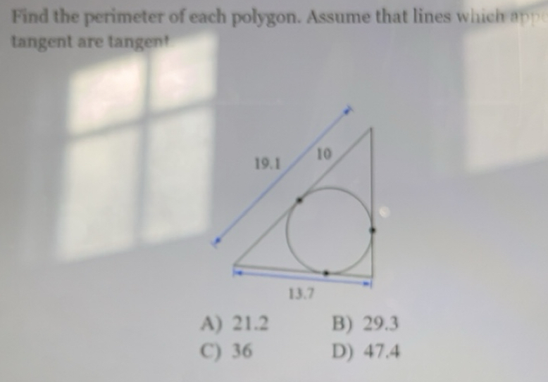 Solved: Find the perimeter of each polygon. Assume that lines which app ...