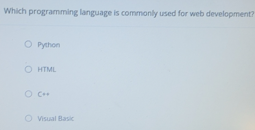 Solved: Which programming language is commonly used for web development ...
