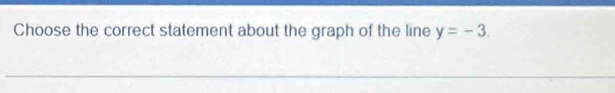 Solved: Choose the correct statement about the graph of the line y=-3 ...