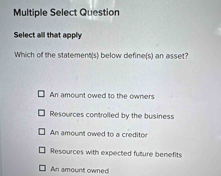 Solved: Multiple Select Question Select all that apply Which of the statement(s) below define(s ...
