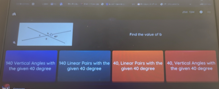 Résolu :(A Find the value of b 140 Vertical Angles with 140 Linear ...