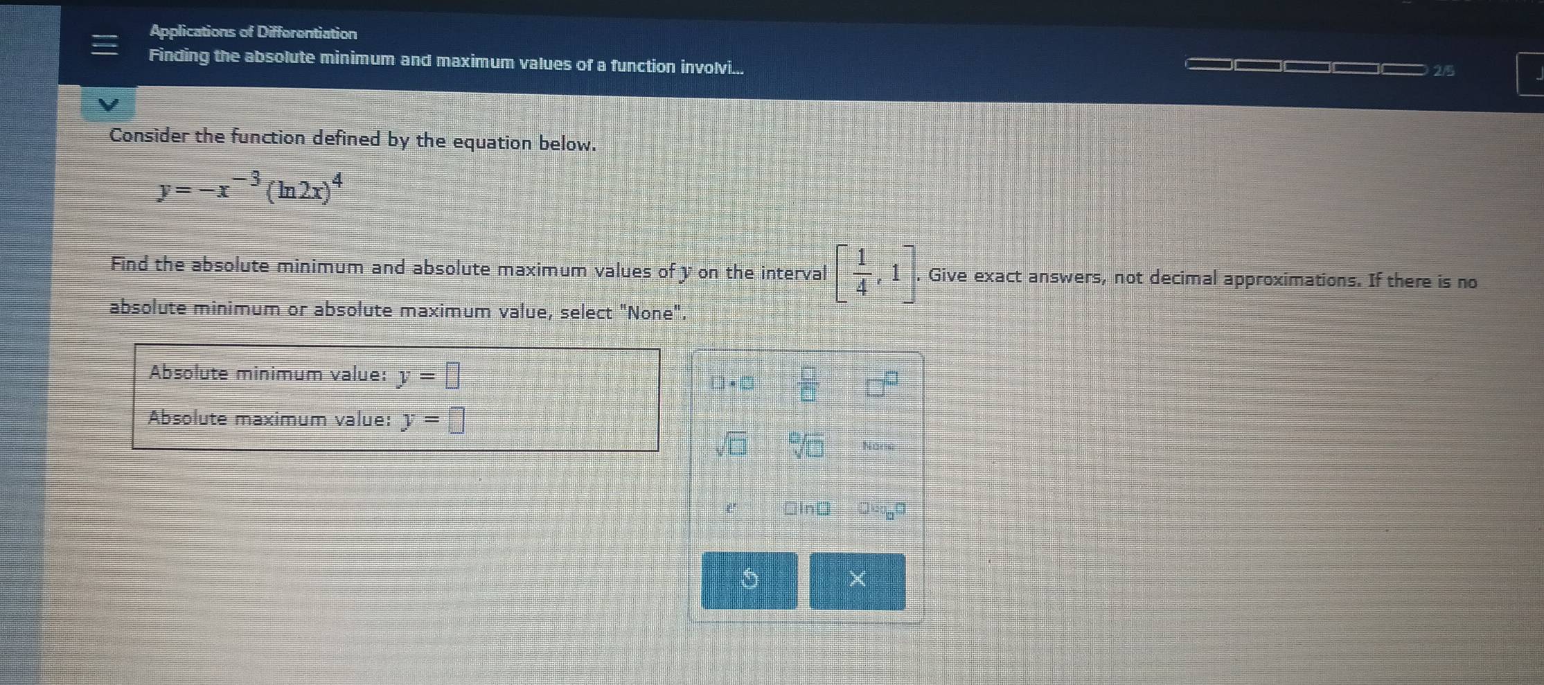 Solved: Applications of Differentiation Finding the absolute minimum ...