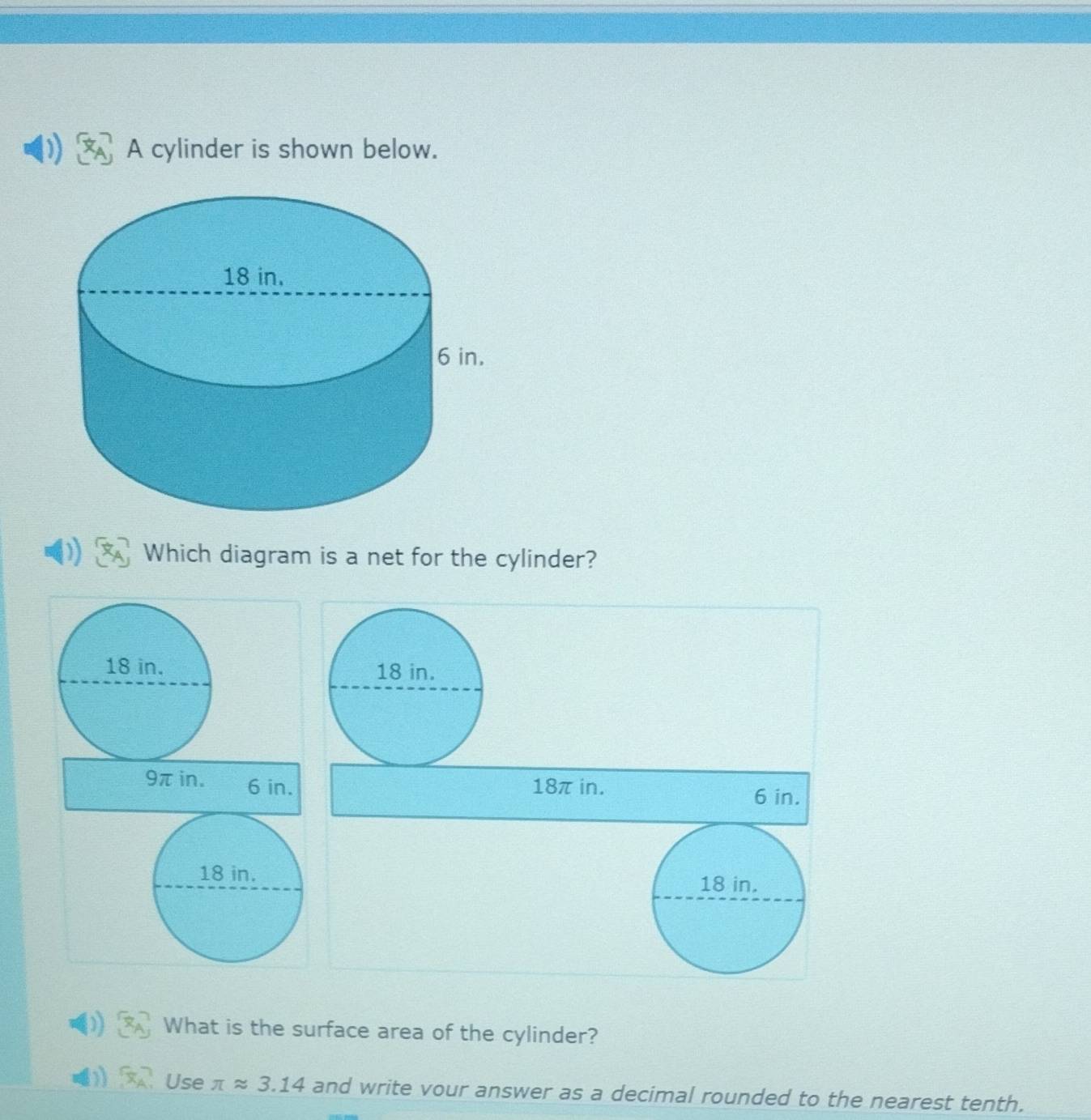 Solved: A cylinder is shown below. Which diagram is a net for the ...