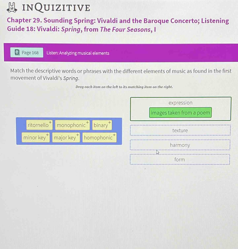Solved: inQuizitive Chapter 29. Sounding Spring: Vivaldi and the ...