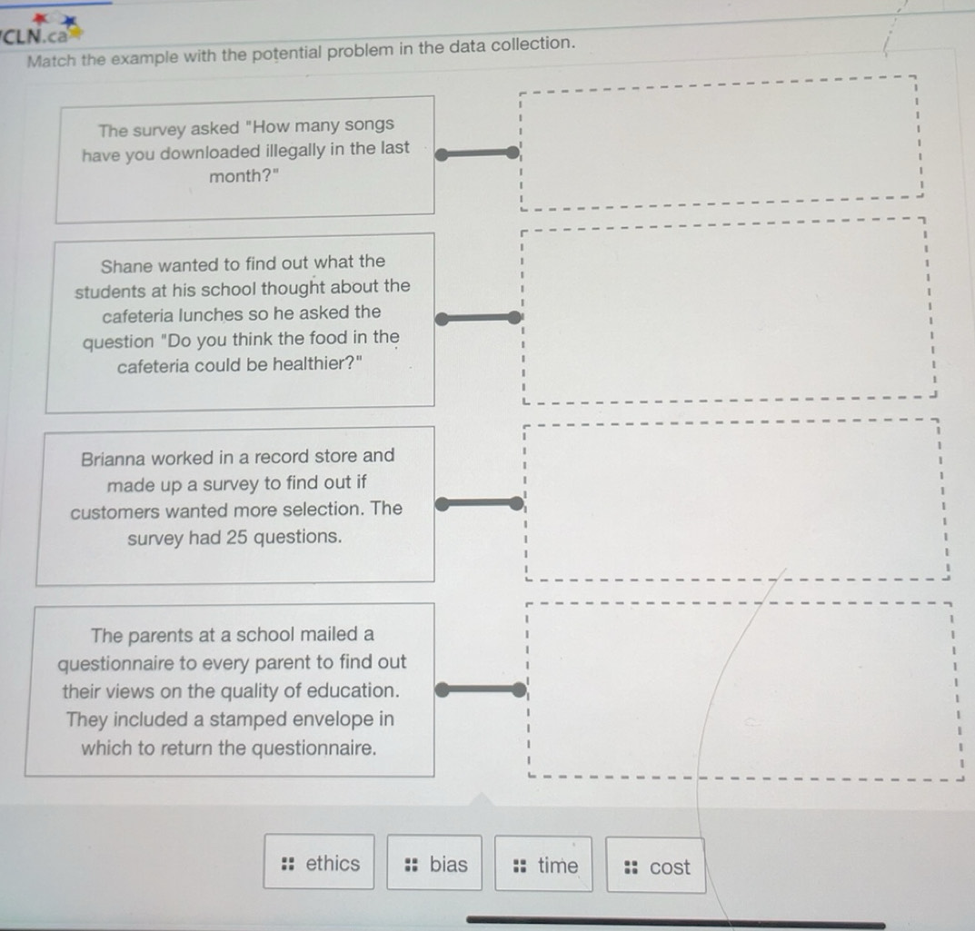 Solved: CLN. c Match the example with the potential problem in the data ...