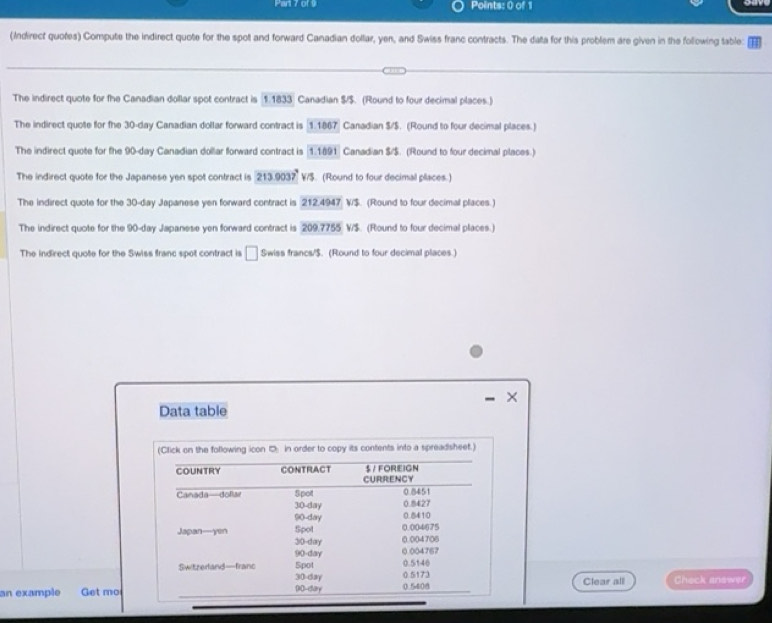 Solved: (Indirect quotes) Compute the indirect quote for the spot and ...