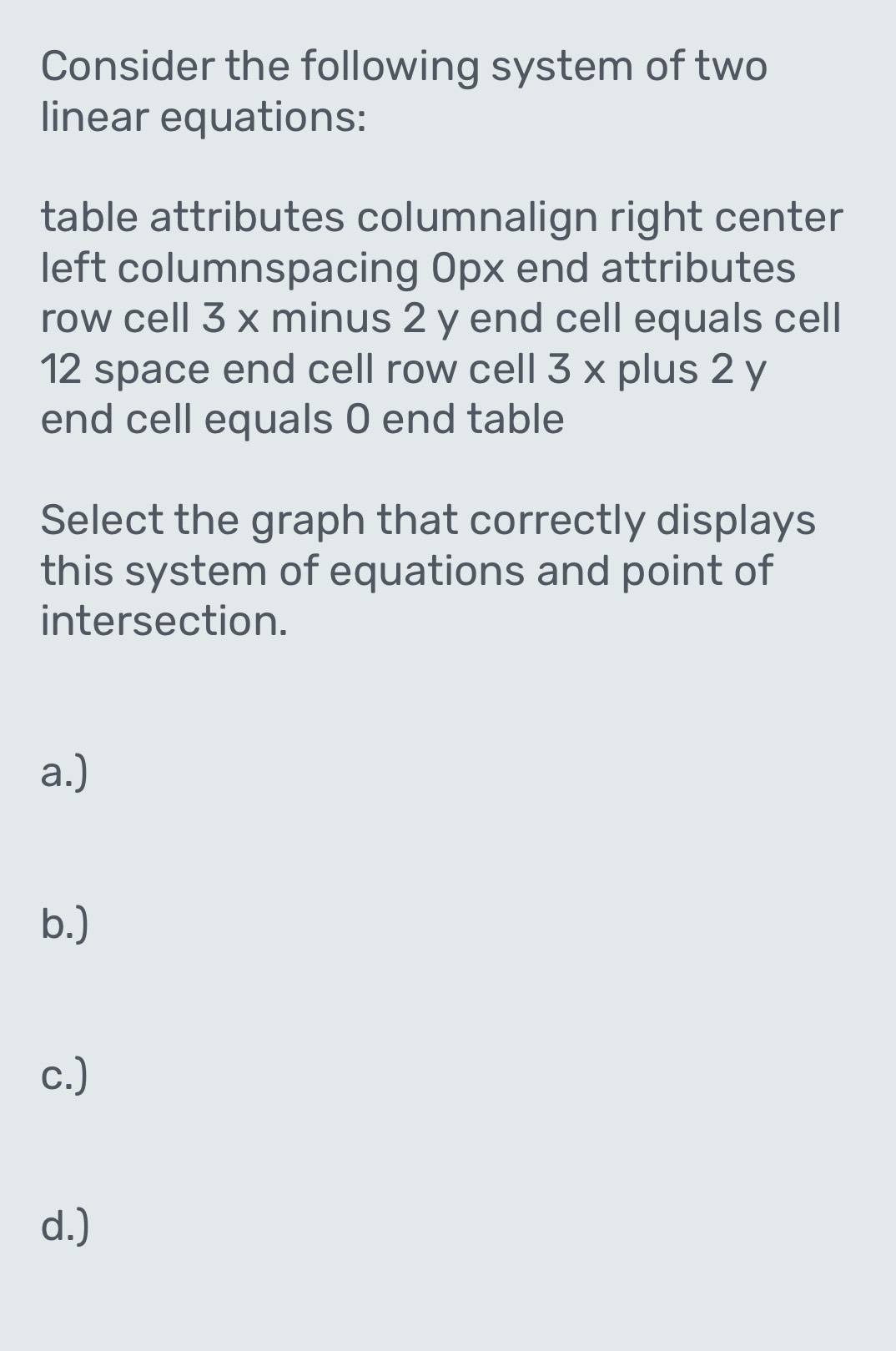 Solved: Consider the following system of two linear equations: table ...