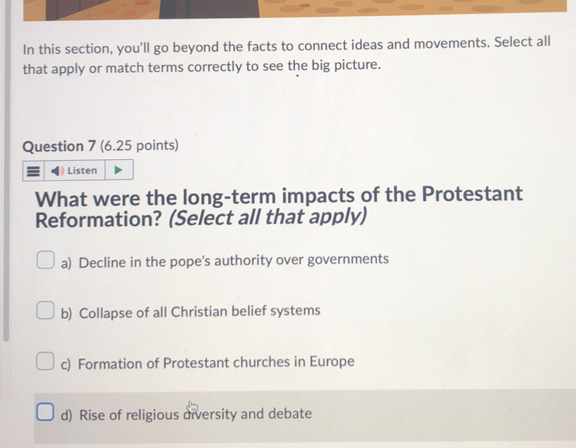 Solved: In this section, you'll go beyond the facts to connect ideas ...