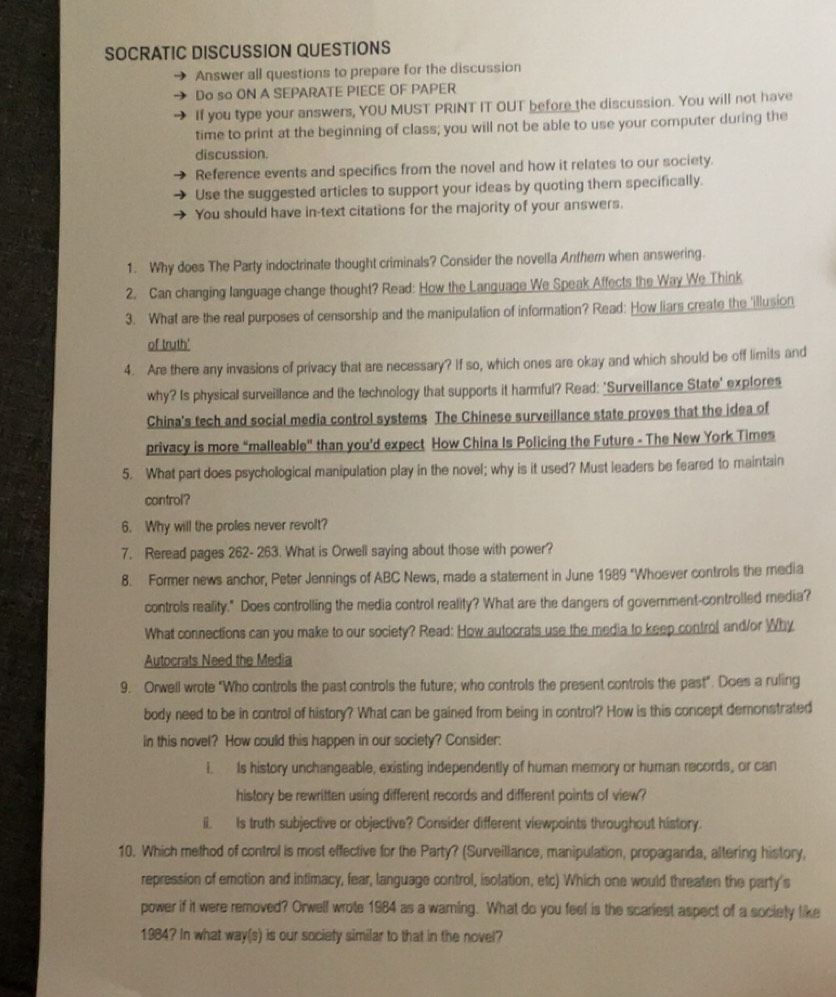 Solved: SOCRATIC DISCUSSION QUESTIONS Answer all questions to prepare ...