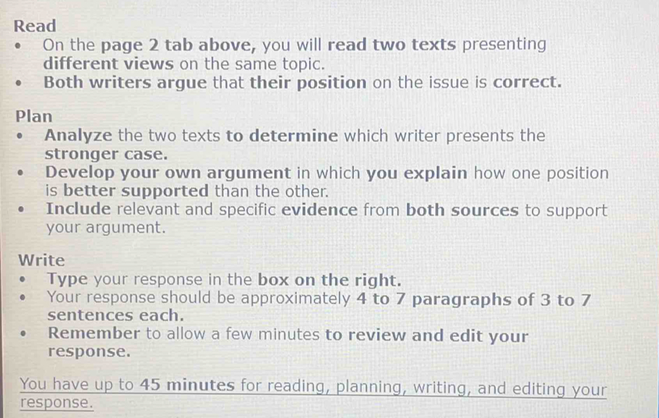 Solved: Read On the page 2 tab above, you will read two texts presenting different views on the ...