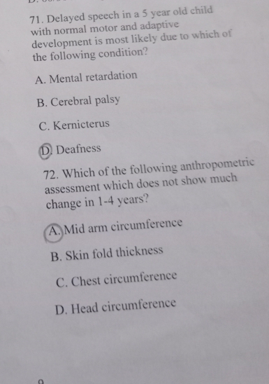 Solved: Delayed speech in a 5 year old child with normal motor and ...