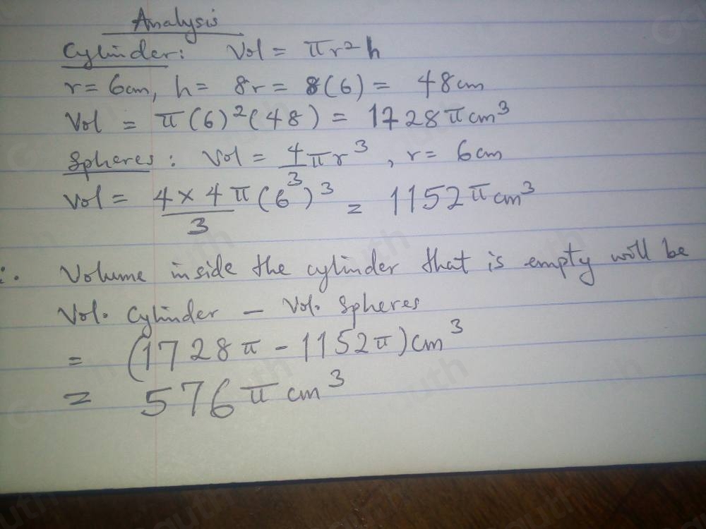 Solved Four Spheres Of Radius 6 Cm Just Fit Inside A Cylinder Spheres