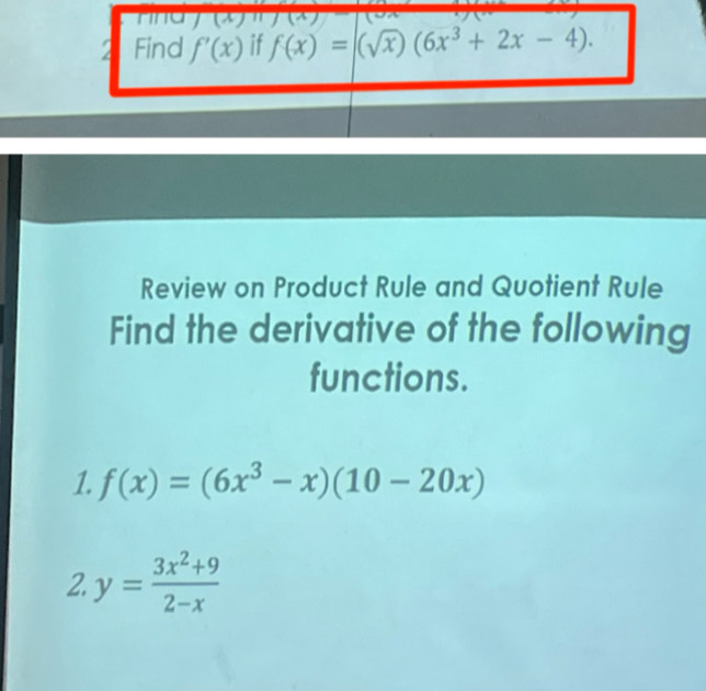 Solved: rna (lambda ) a Find f'(x) if f(x)=(sqrt(x))(6x^3+2x-4). Review ...