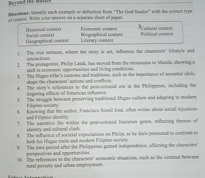 Solved: Beyond the Basics Directions: Identify each example or ...