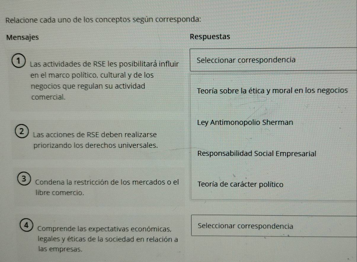 Resuelto:Relacione cada uno de los conceptos según corresponda: Mensajes Respuestas 1 Las actividad