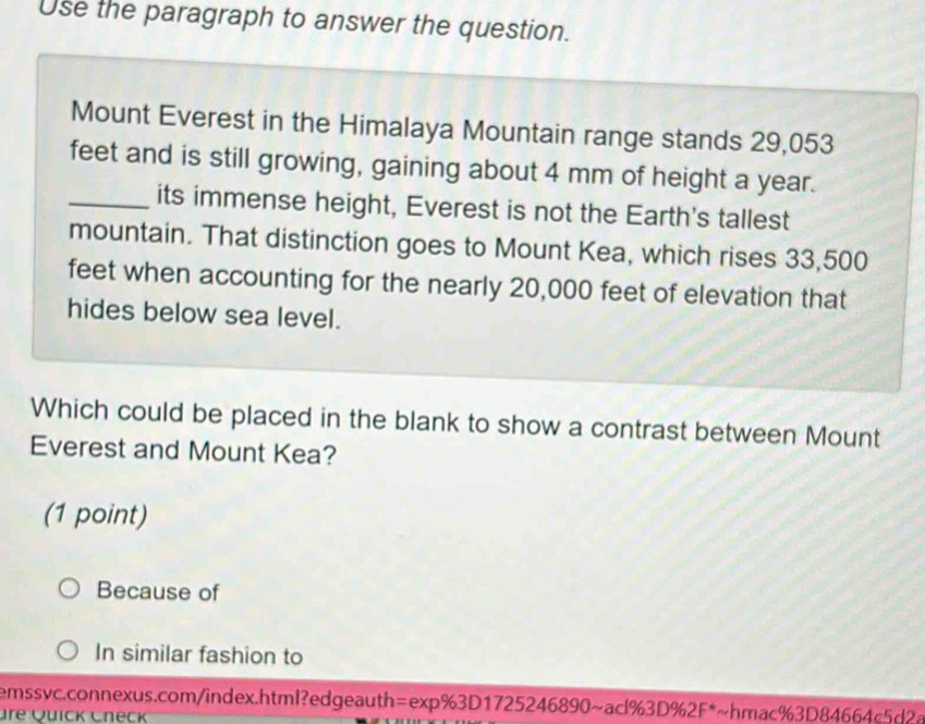 Solved: Use the paragraph to answer the question. Mount Everest in the ...