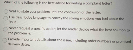 Solved: Which of the following is the best advice for writing a ...