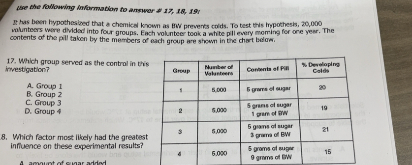 Solved: Use the following information to answer # 17, 18, 19: It has ...