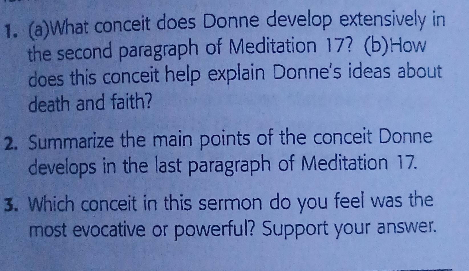 Solved: What conceit does Donne develop extensively in the second ...