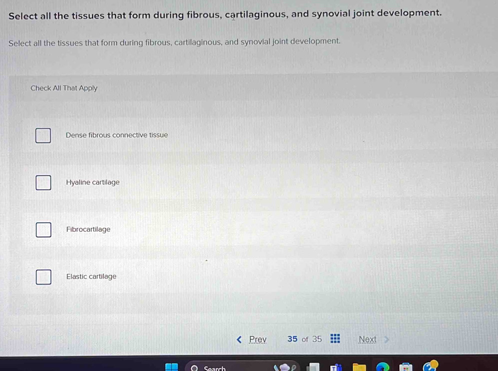 Solved: Select all the tissues that form during fibrous, cartilaginous ...