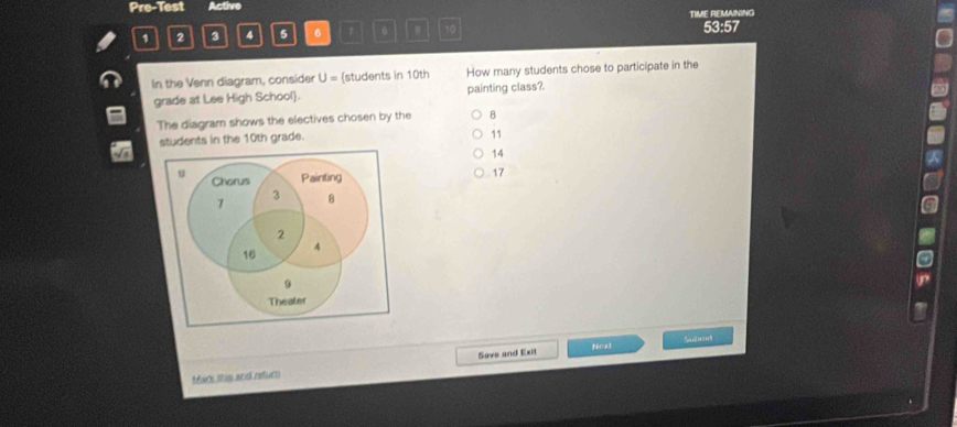 Solved: Pre-Test Active TIME REMANING 1 2 3 4 5 6 0 10 53:57 In the ...