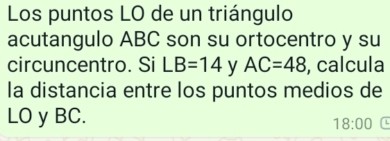 Resuelto:Los puntos LO de un triángulo acutangulo ABC son su ortocentro ...