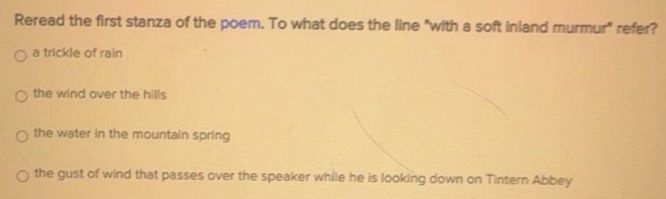 Solved: Reread the first stanza of the poem. To what does the line ...
