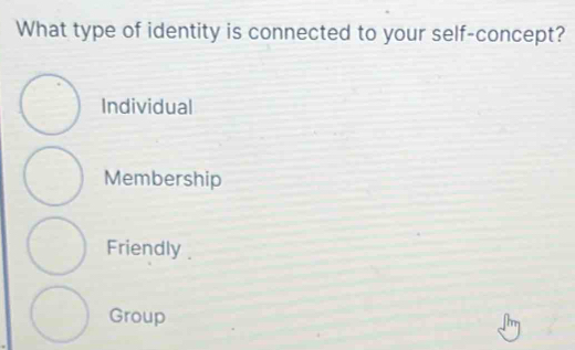 Solved: What type of identity is connected to your self-concept ...