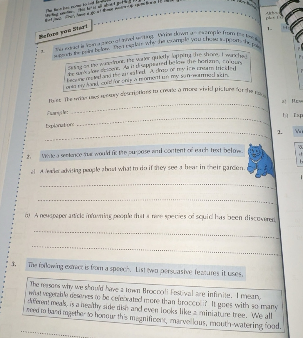 Solved: The time has come to bid farewe Writing section. This bit is ...