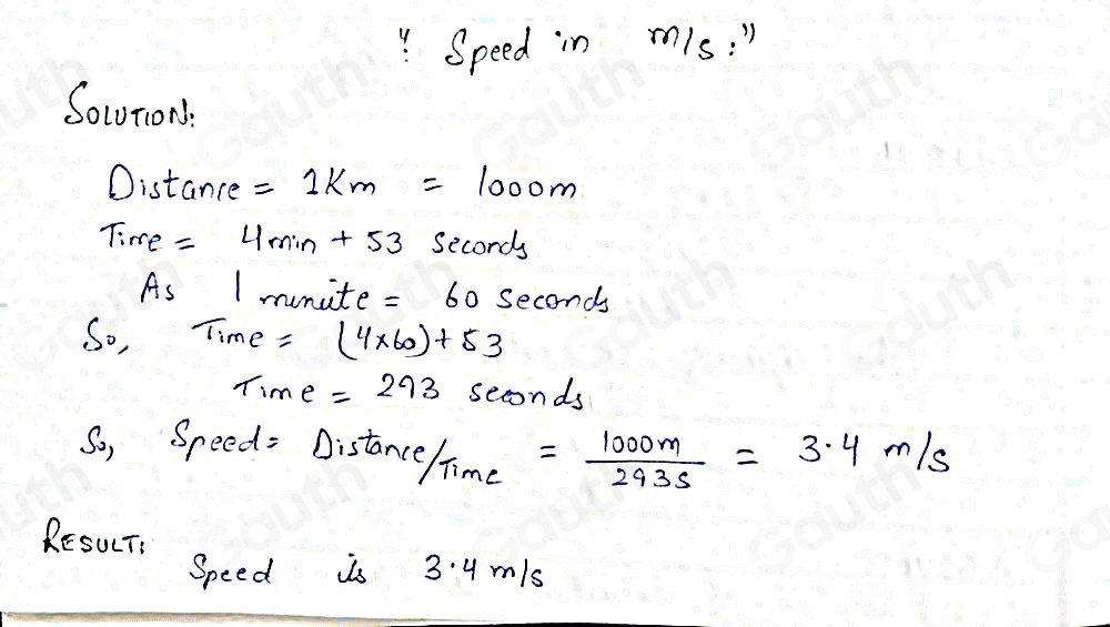 Solved: Philip ran 1 km in 4 minutes and 53 seconds. What was his speed ...