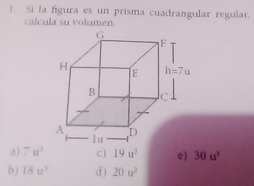 Resuelto:Si la figura es un prisma cuadrangular regular, calcula su ...