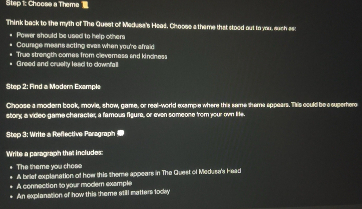 Solved: Choose a Theme Think back to the myth of The Quest of Medusa's ...