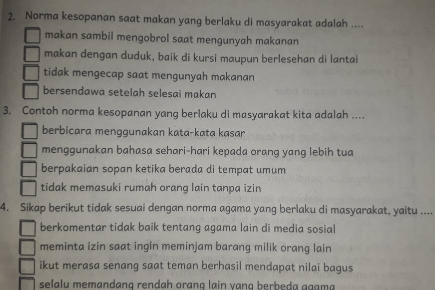 Telah dijawab:Norma kesopanan saat makan yang berlaku di masyarakat ...