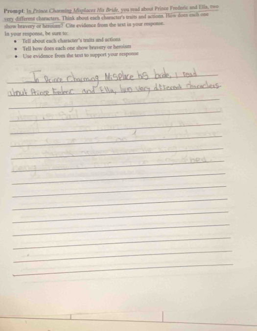 Solved: Prompt: In Prince Charming Misplaces His Bride, you read about ...