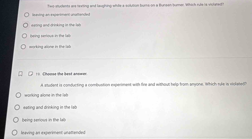 Solved: Two students are texting and laughing while a solution burns on ...