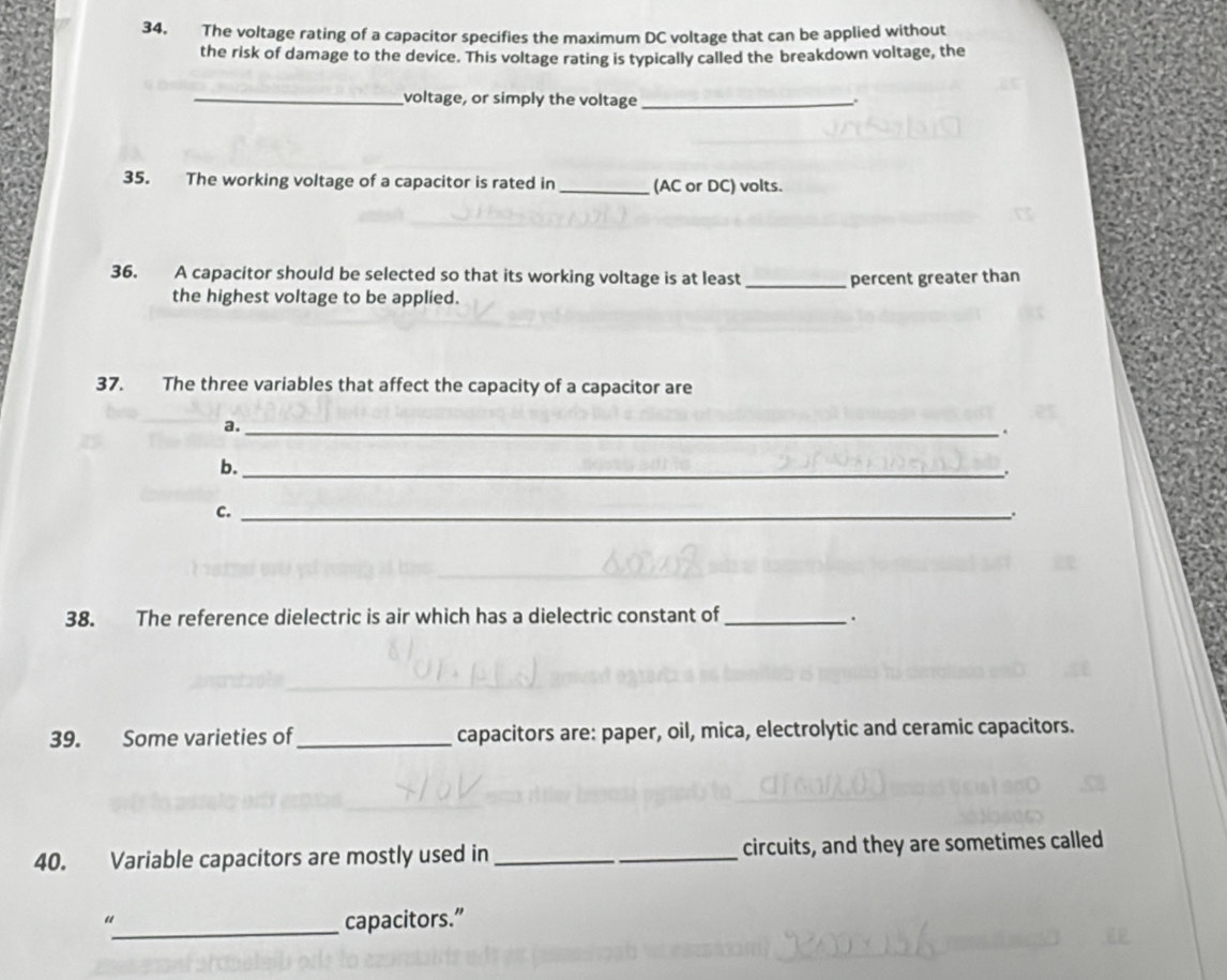 Solved: The voltage rating of a capacitor specifies the maximum DC ...