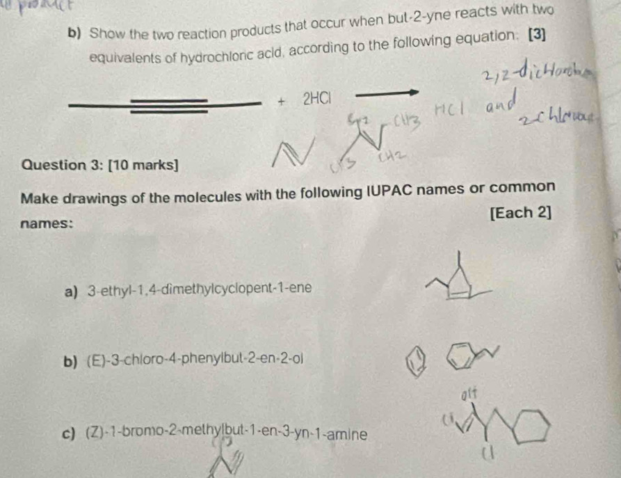 Solved: Show the two reaction products that occur when but -2-yne ...