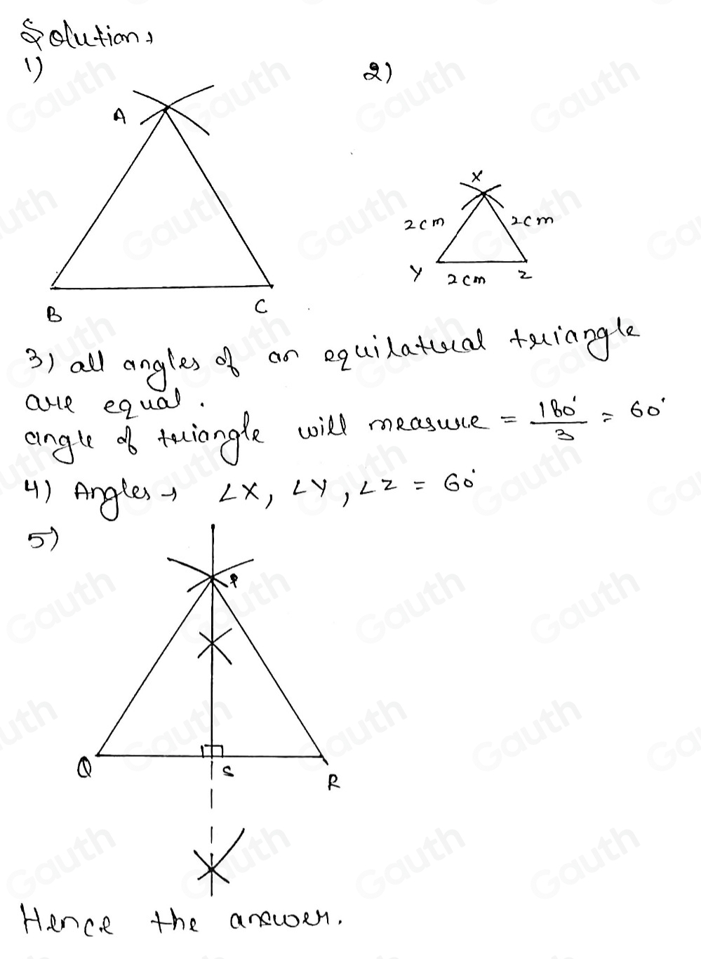 Solved: Activity 2: 1. On a piece of paper, draw an equilateral triangle. 2. Set the length of e ...