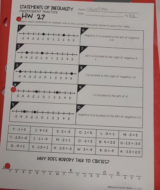 Solved: STATEMENTS OF INEQUALITY Name INDEPENDENT PRACTICE Date_ _Pd ...